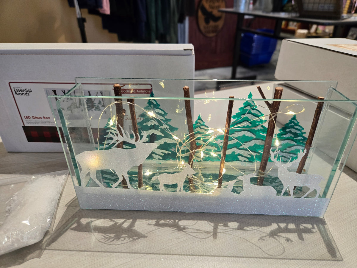 LED Woodland Animals Glass Box with Trees – Sherburne Eagle's Nest Store